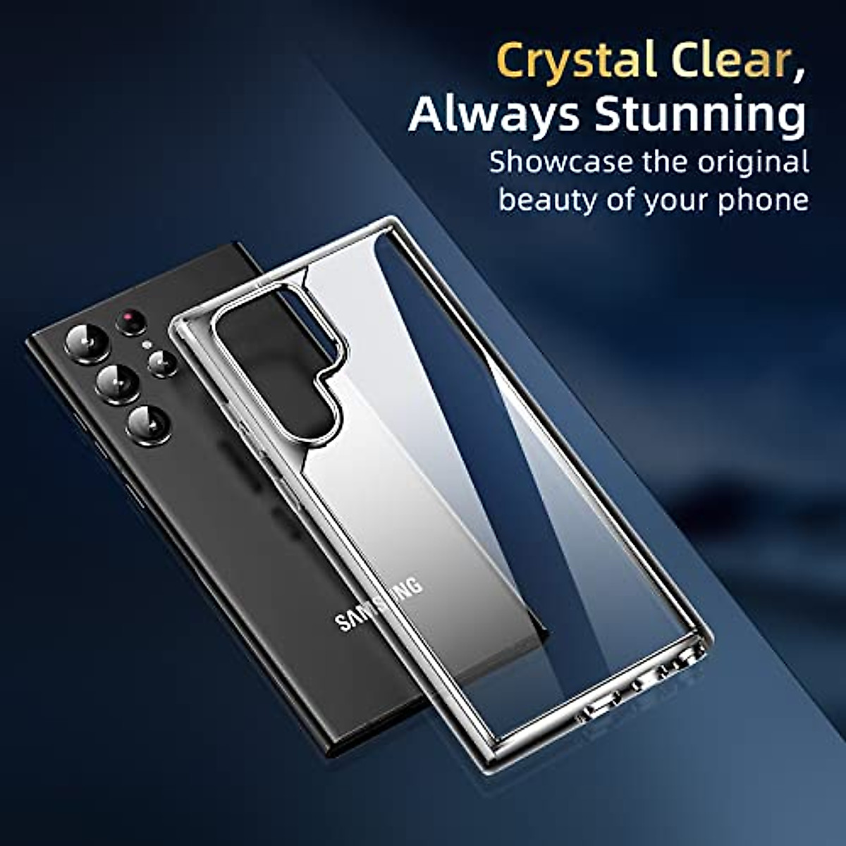 HARMARK Crystal Clear Designed for Samsung Galaxy S23 Ultra Case, [Anti-Yellowing] [Military Grade Shockproof] Hard PC Back Phone Case for Samsung S23 Ultra Case -Clear
