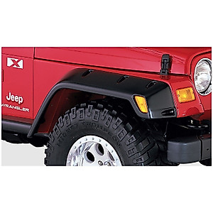 Bushwacker Pocket/Rivet Style Front Fender Flares | 2-Piece Set, Black, Smooth Finish | 10029-07 | Fits 1997-2006 Jeep Wrangler TJ