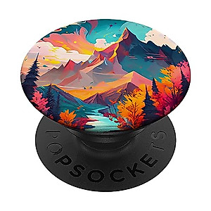 Mountain Wilderness Outdoor Pine Tree River Earthy Forest PopSockets Standard PopGrip