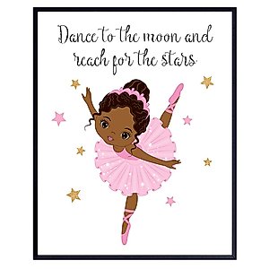 Black Wall Art for African American Girl Black Girl Gifts African American Girl Gifts - African American Wall Art - Afro Wall Art - Ballerina Wall Decor - African American Little Girls Room Decor 8x10