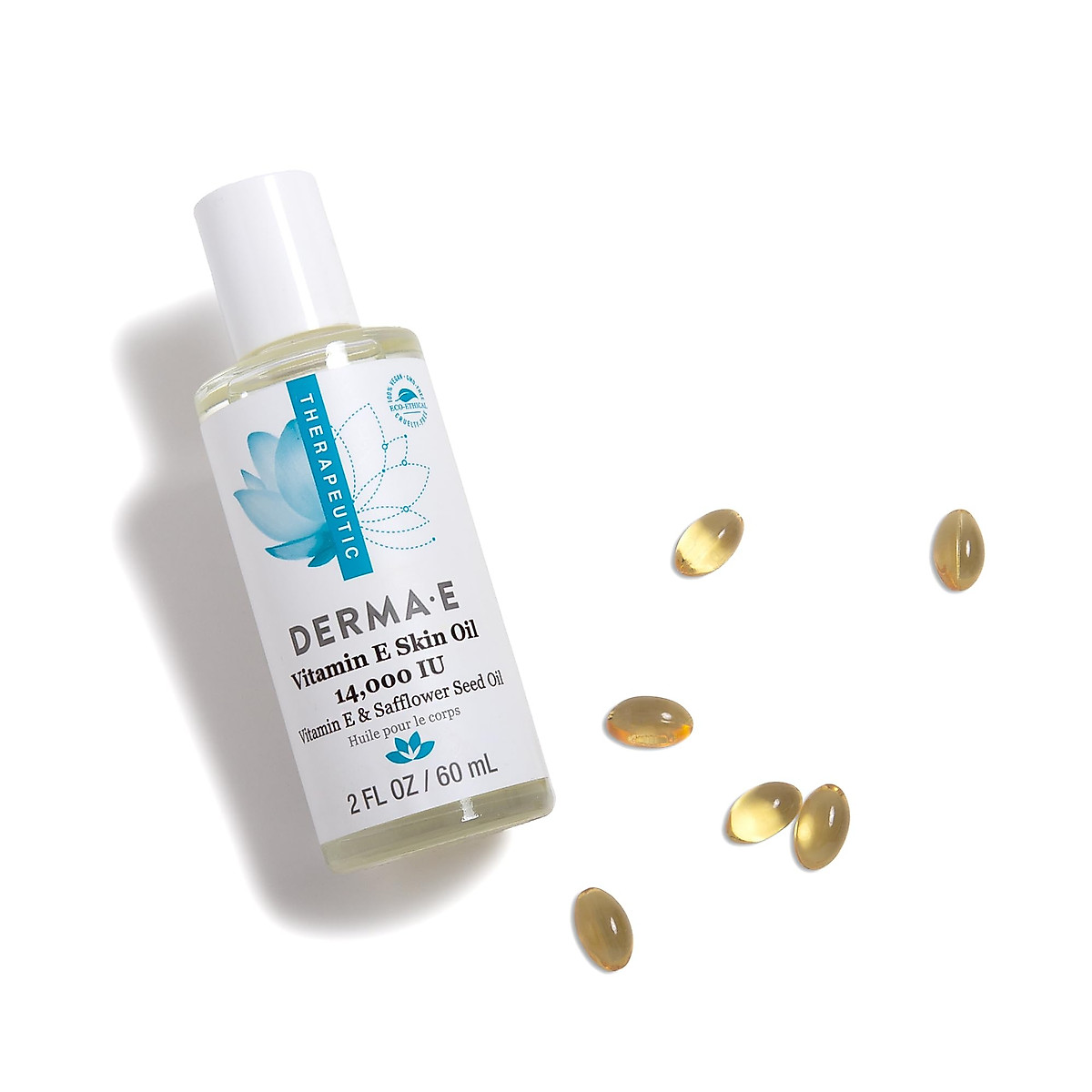 Derma E Vitamin E Skin Oil - 14,000 IU Safflower Face Oil – Hypoallergenic, Fragrance Free Facial Skin Care - Nourishes and Conditions, 2 fl oz