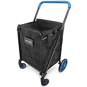 20” Shopping Cart Cover–Multipurpose Cart Liner, Portable Water Resistant Shopping Bag with Zippers, Pocket, and Side Handles, Compatible with SLSPCART36 & SLSPCART38 Cart Model, All-Black Finishing