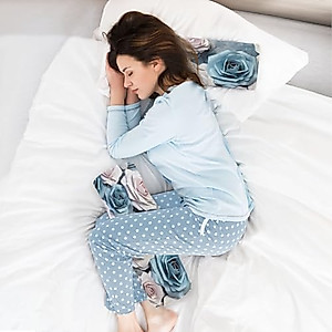 xigua Blue and White Roses Neck Roll Pillow for Neck Relief with Removable Washable Cover - Memory Foam Round Cylinder Bolster, Ergonomically Designed for Head, Neck, Back, and Legs
