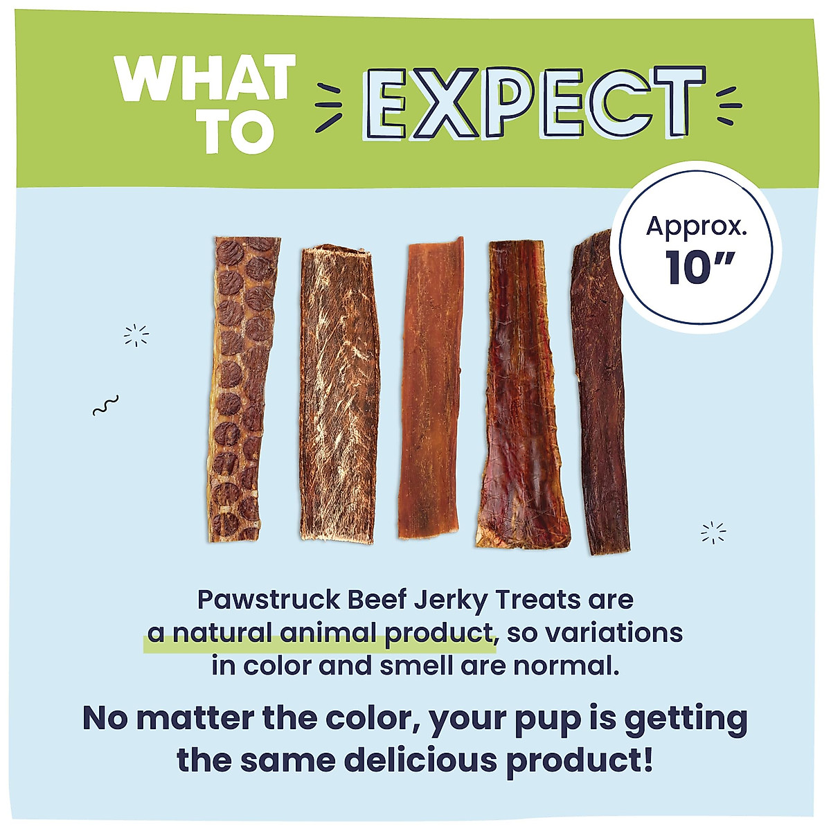 Pawstruck Premium Beef Jerky Dog Treat Chews, Large 10" Strips - Support Hip & Joint Health Naturally Rich in Glucosamine & Chondroitin - No Added Preservatives - 15 Count - Packaging May Vary