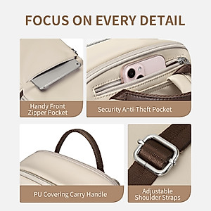 GOLF SUPAGS Womens Laptop Backpack with Separate Laptop Compartment Water Resistant Computer Backpacks Fits 15.6 Inch Notebook Travel Work College Bags (Apricot)