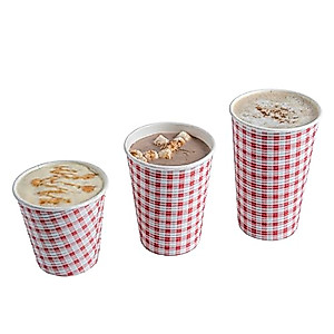 Restaurantware 12 Ounce Disposable Coffee Cups 500 Spiral Wall Hot Cups For Coffee - Lids Sold Separately Rolled Rim Paper Insulated Coffee Cups Picnic Print For Coffee Tea And More
