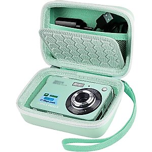 Carrying & Protective Case for Digital Camera, AbergBest 21 Mega Pixels 2.7" LCD Rechargeable HD/Kodak Pixpro/Canon PowerShot ELPH 180/190 / Sony DSCW800 / DSCW830 Cameras for Travel - Light Green
