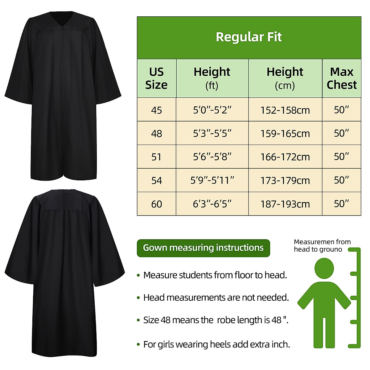 Syhood 4 Pieces 2024 Unisex Graduation Matte Gown Cap Tassel Stole Set Honor Cord 2024 Charm for Graduation(Black, Golden, 51)