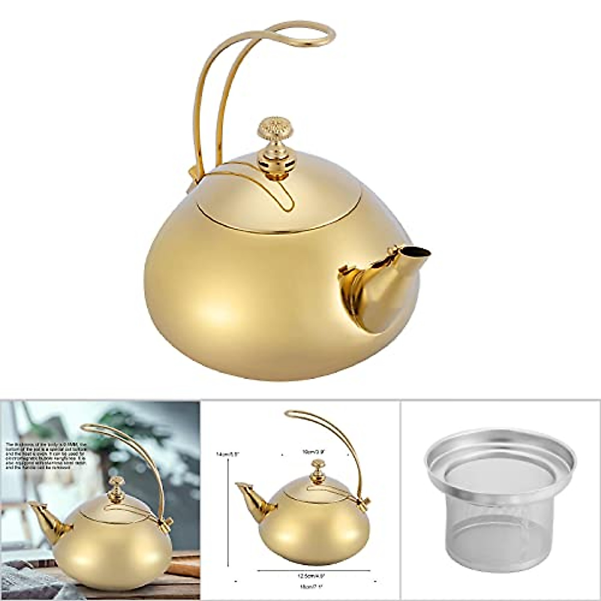 Tea Kettle,Whistling Tea Pots for Stove Top,Food Grade Stainless Steel Teapot,Classic Stovetop Kettle with Universal Base,Cool Grip Bakelite Handle Fast Water Heating Boiling Pot(GOLD)