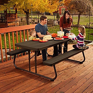 Lifetime 60105 Wood Grain Picnic Table and Benches, 6 Feet, Brown
