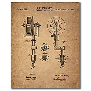 Tattoo Artist Patent Prints - Set Of 4 Vintage Wall Art Photos
