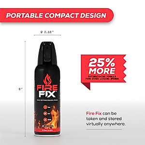 Fire Fix Fire Extinguisher for Home 1-Pack | Made in USA | Emergency Fire Spray Foam for Apartment, Boat, Camping, Car, House, Kitchen & Vehicle | Safety & Survival | Compact, Small, Safe & Easy Use