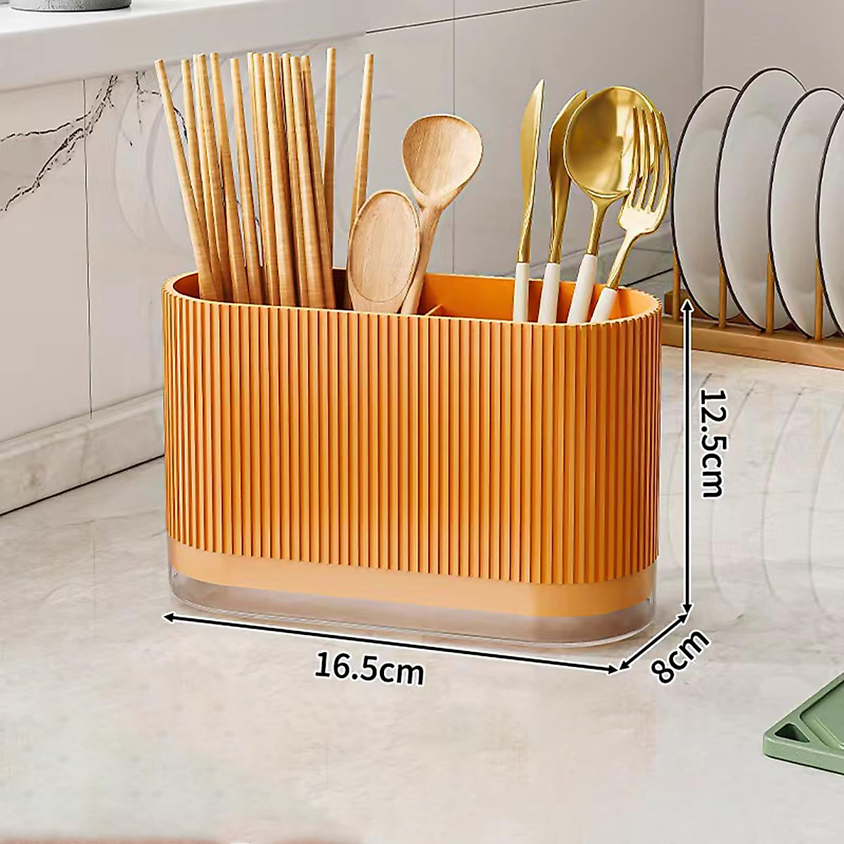 LEOMOTO Utensil Holder for Kitchen Counter, Light Orange Wall Mounted Cooking Utensil Organizer with for Kitchen Counter,bathrooms,Farmhouse