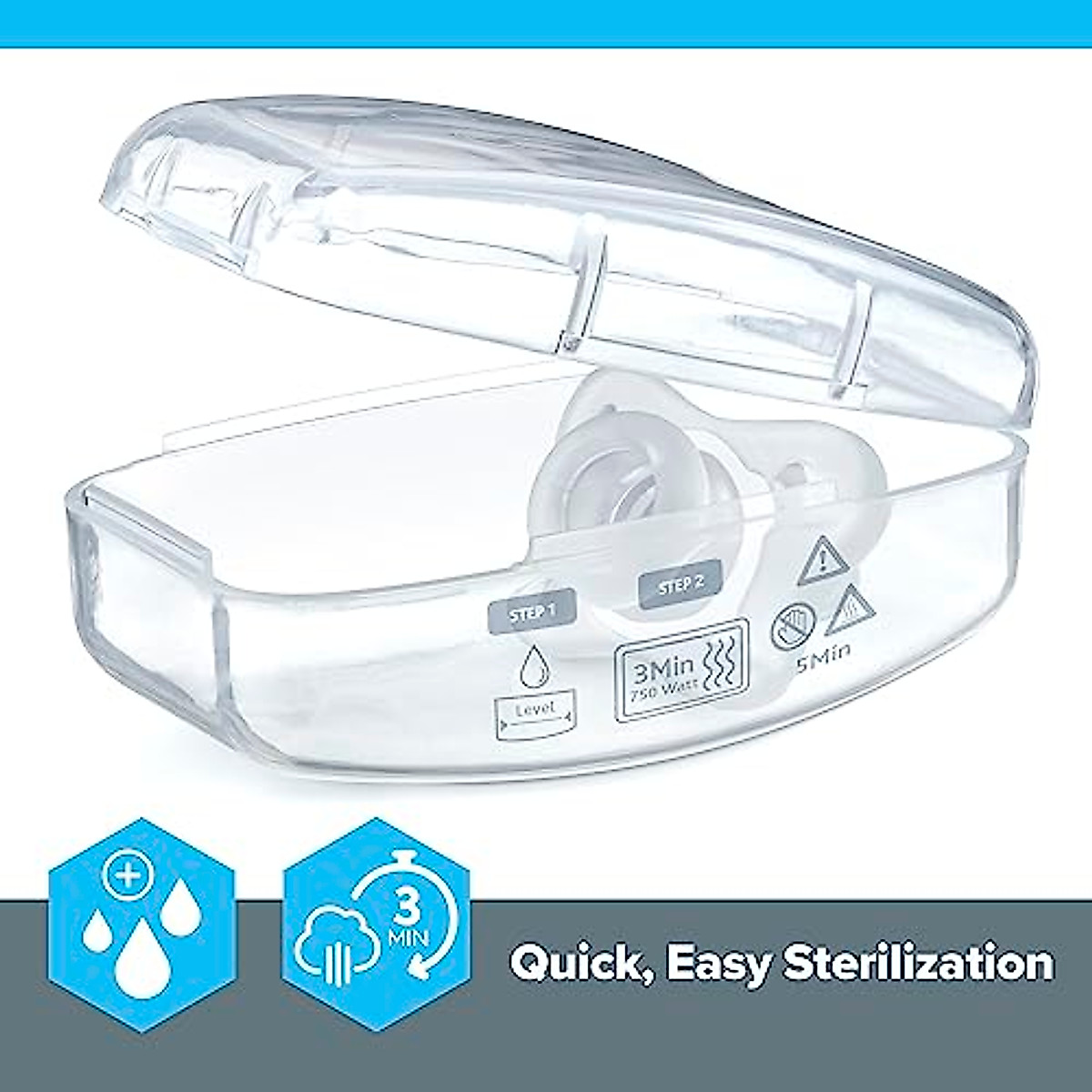 Chicco PhysioForma 100% Soft Silicone Mini One Piece Pacifier for Babies aged 0-2 months | BPA & Latex Free | Reusable Sterilizing Case | Clear, 2pk