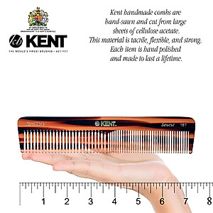 Kent 16T Fine Tooth Comb and Wide Tooth Comb for Hair, Kent Beard Comb and Mustache Comb for Hair Styling, Travel Comb Grooming for Men and Women