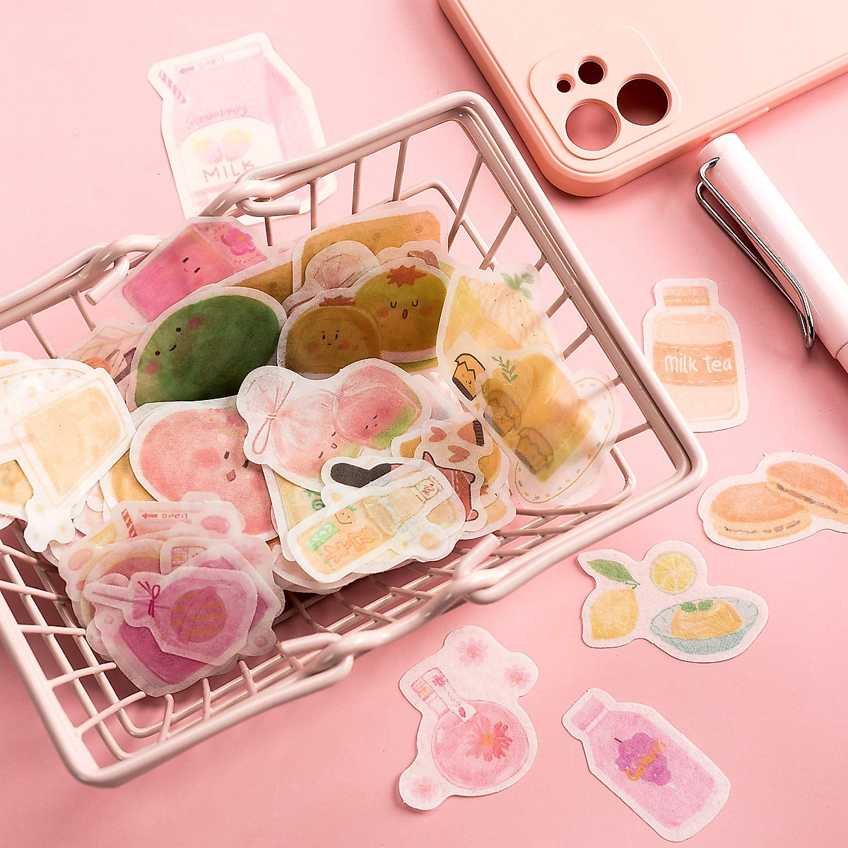 PAGOW 160Pcs Cheese Yogurt Scrapbooking Stickers