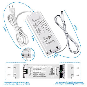 Litever Under Cabinet LED Lights Kit Dimmable by AC in-Wall Dimmer. Plug or Direct Wire LED Driver. Super Bright Linkable Lighting Strip for Kitchen Cabinets Counter. 35W 2000 Lumen. Warm White 3000K