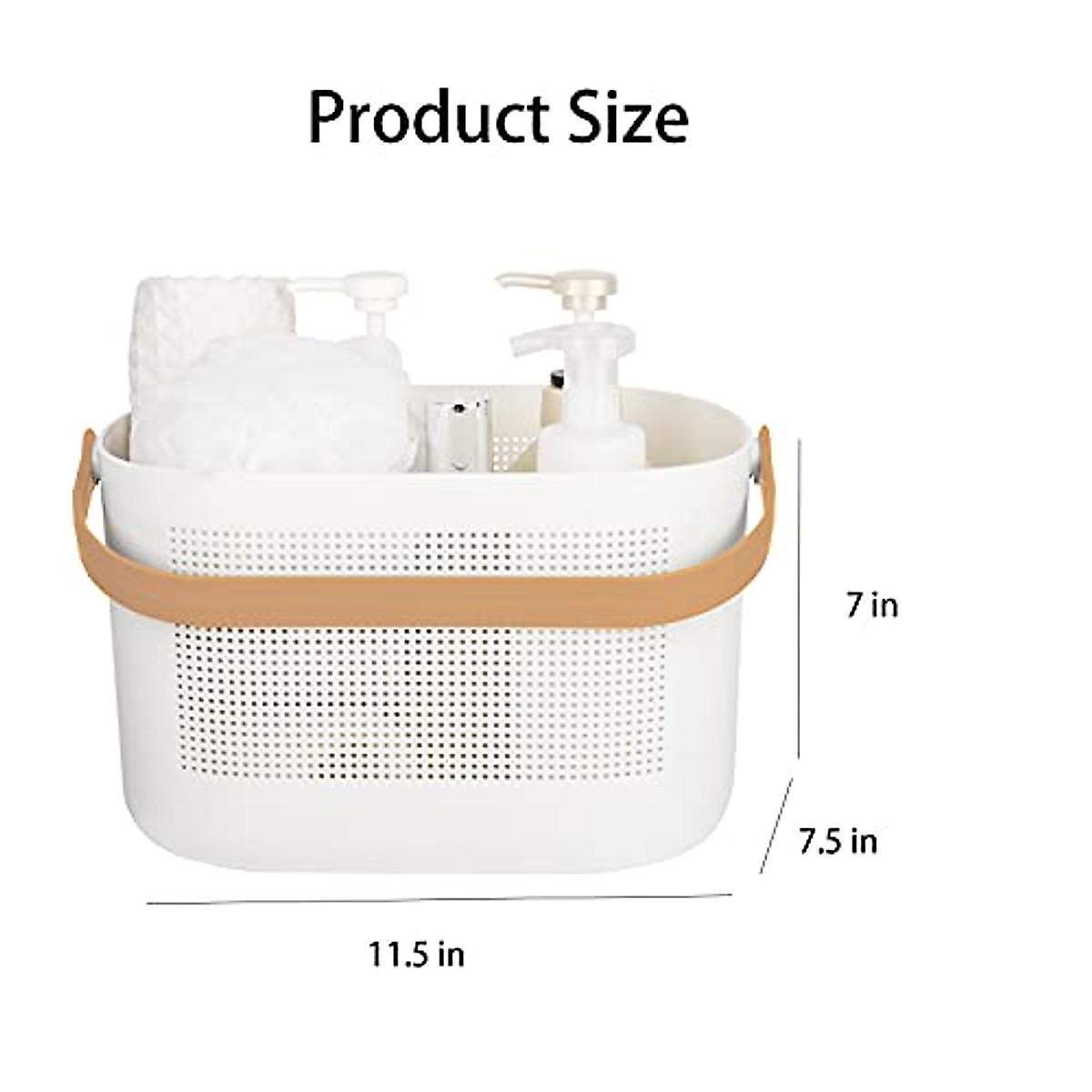 UUJOLY Plastic Storage Baskets with Handles, Shower Caddy Shelf Organizers Basket for Bathroom, Kitchen, Dorm Room, Yellow