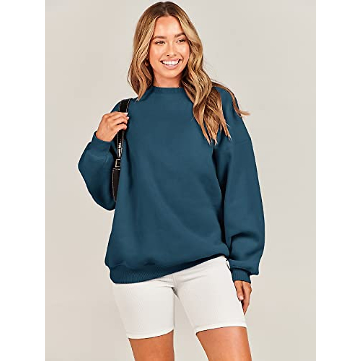 ANRABESS Womens Oversized Fleece Pullover Sweatshirts Teen Girls Crewneck Casual Loose Hooded Sweatshirt Fall Outfit Trendy Preppy Clothes 1019anlan-S Deep Blue
