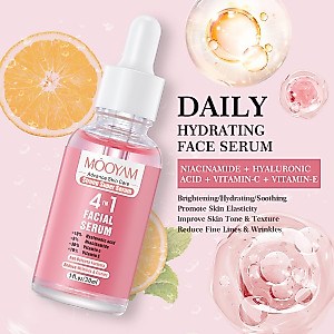 Vitamin C Face Serum, Hydrating Facial Serum with Vitamin C, Hyaluronic Acid, Niacinamide, Vitamin E, Anti Aging, Brightening Serum for Dark Spots, Fine Lines & Wrinkles,Facial Serum for All Skin 30ml