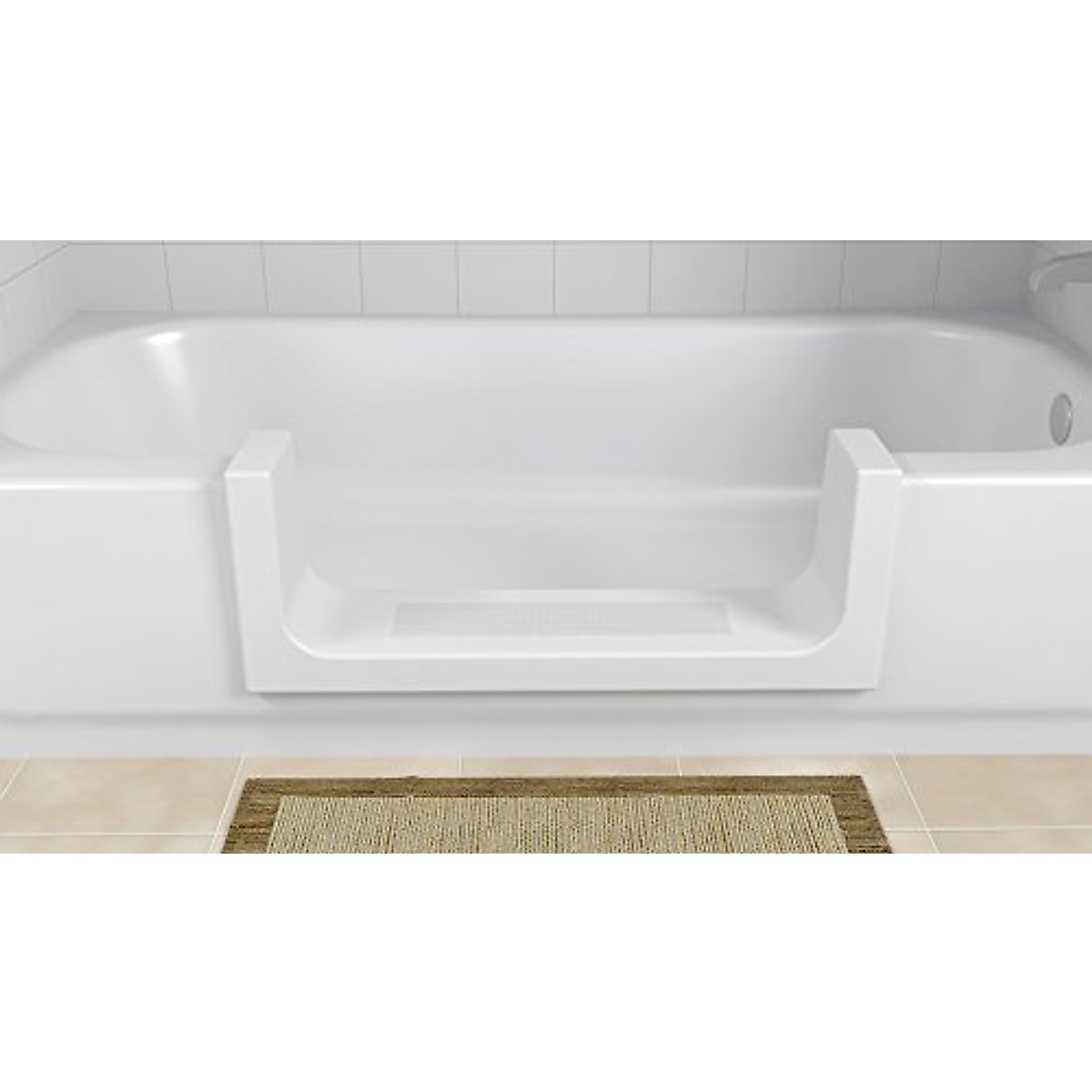 CleanCut Step Bathtub Accessibility Kit - Convert Existing Tub to Step-In Shower (White, Size Large)