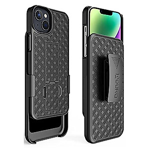 Aduro Combo Case with Kickstand & Holster for iPhone 14, Slim Shell & Swivel Belt Clip Holster, with Built-in Kickstand for Apple iPhone 14 (6.1") 2022