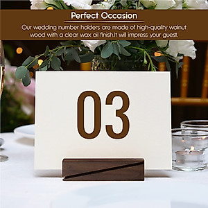 Kassey Pro 12 pack, Walnut Wood Table Display Stands for Rustic Acrylic Signs table card holder acrylic numbers place holders cards wedding sign number signs