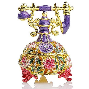 SEVENBEES Telephone Figurine Jewelry Trinket Box Vintage Jewelry box Trinket boxes hinged Gifts