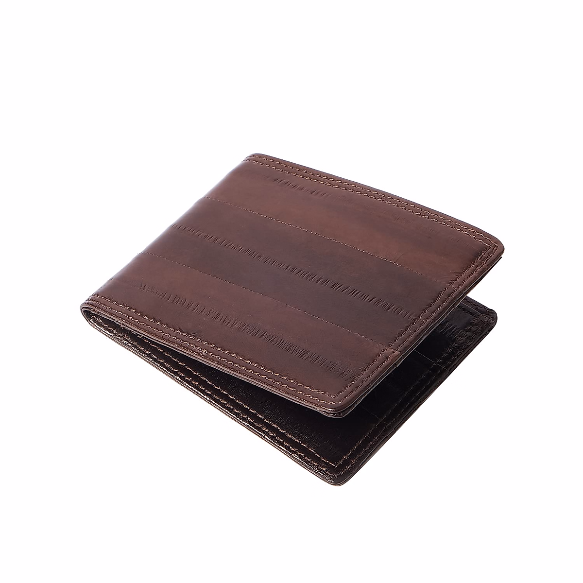 OROM EEL SKIN LEATHER SLIM WALLET (brown, 3.8" x 3.15")