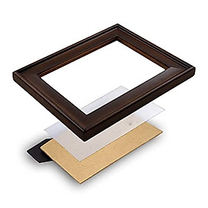 Spiretro 5 x 7 inch Country Scoop Wide Molding, Natural Solid Wood Picture Frame with Real Glass, Vertically and Horizontally Display for Desk and Wall Mounting Photo Frame, Plain Honey Brown