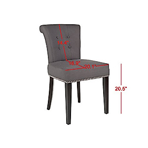 Safavieh Mercer Collection Carol Charcoal Linen Ring Dining Chair (Set of 2)