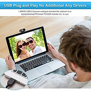 GoHZQ 1080p Webcam with Microphone,Wide Angle Web Camera with Privacy Cover,USB External Camera for Computer Monitor Laptop Desktop PC Mac,HD Webcam for Live Streaming
