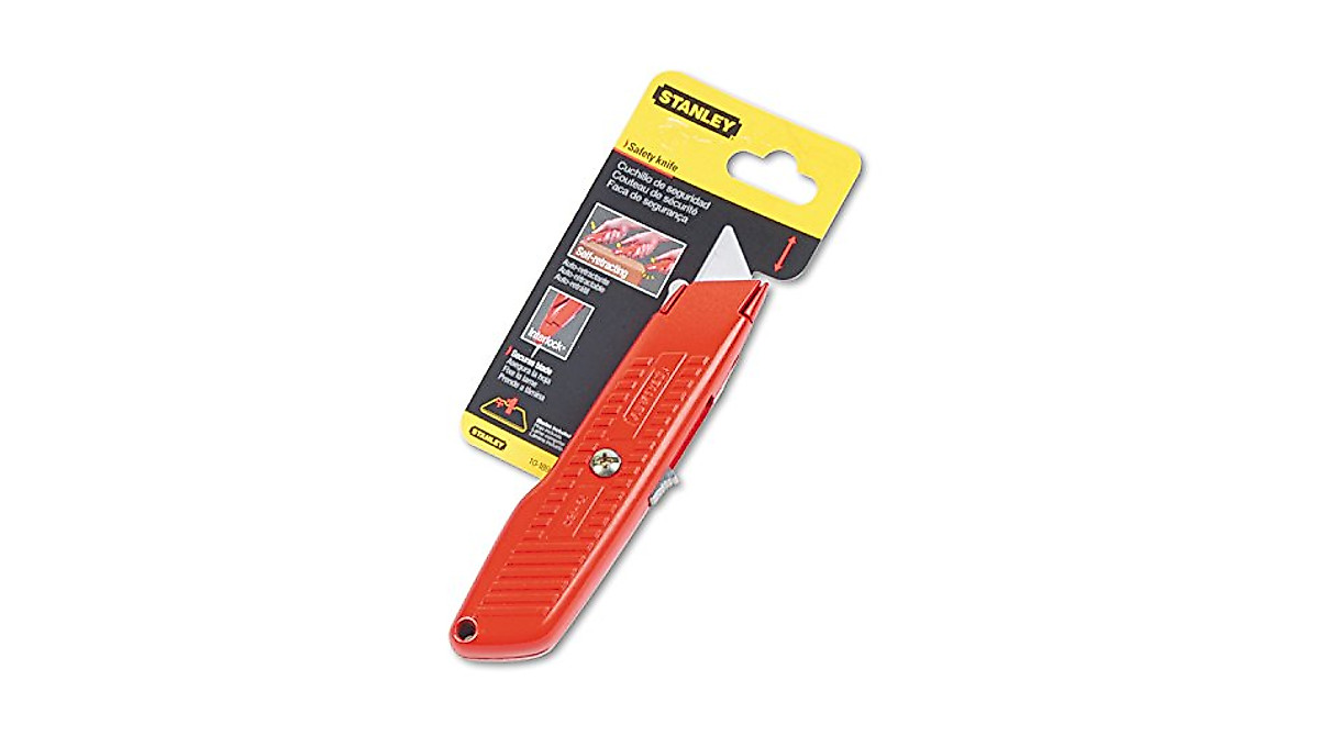 Stanley Interlock Safety Utility Knife with Retractable Blade - Red/Orange