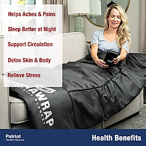 SaunaWrap Infrared Sauna Blanket - Personal Sauna for Home Therapy - Portable Full Body Detox - Body Relief and Deeper Sleep - Temperatures up to 176°F - Sweatproof - Easy to Clean - 74” Length