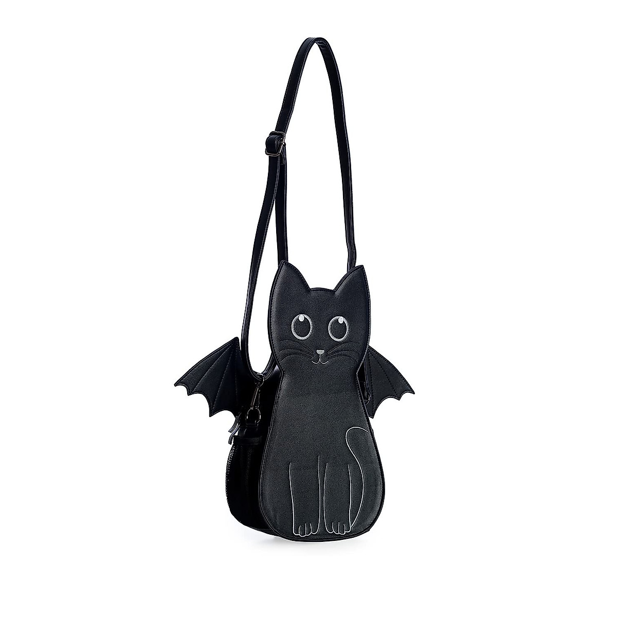 Lost Queen Women's Wendigo Bag Convertible Backpack Cute Black Cat Bat Crossbody Purse