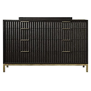 Modus Furniture Solid Wood Dresser, 8-Drawer, Kentfield - Black Drifted Oak