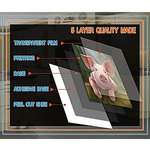 Oil Painting of Animal Cute Pig Dishwasher Door Cover Removable Vinyl Panel Decal Magnetic Refrigerator Stickers 23" W x 26" H