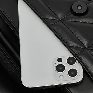 DORIS&JACKY Small Leather Shoulder Bags For Women Quilted Elegant Travel Crossbody Handbags With Metal Chain (1-Black)