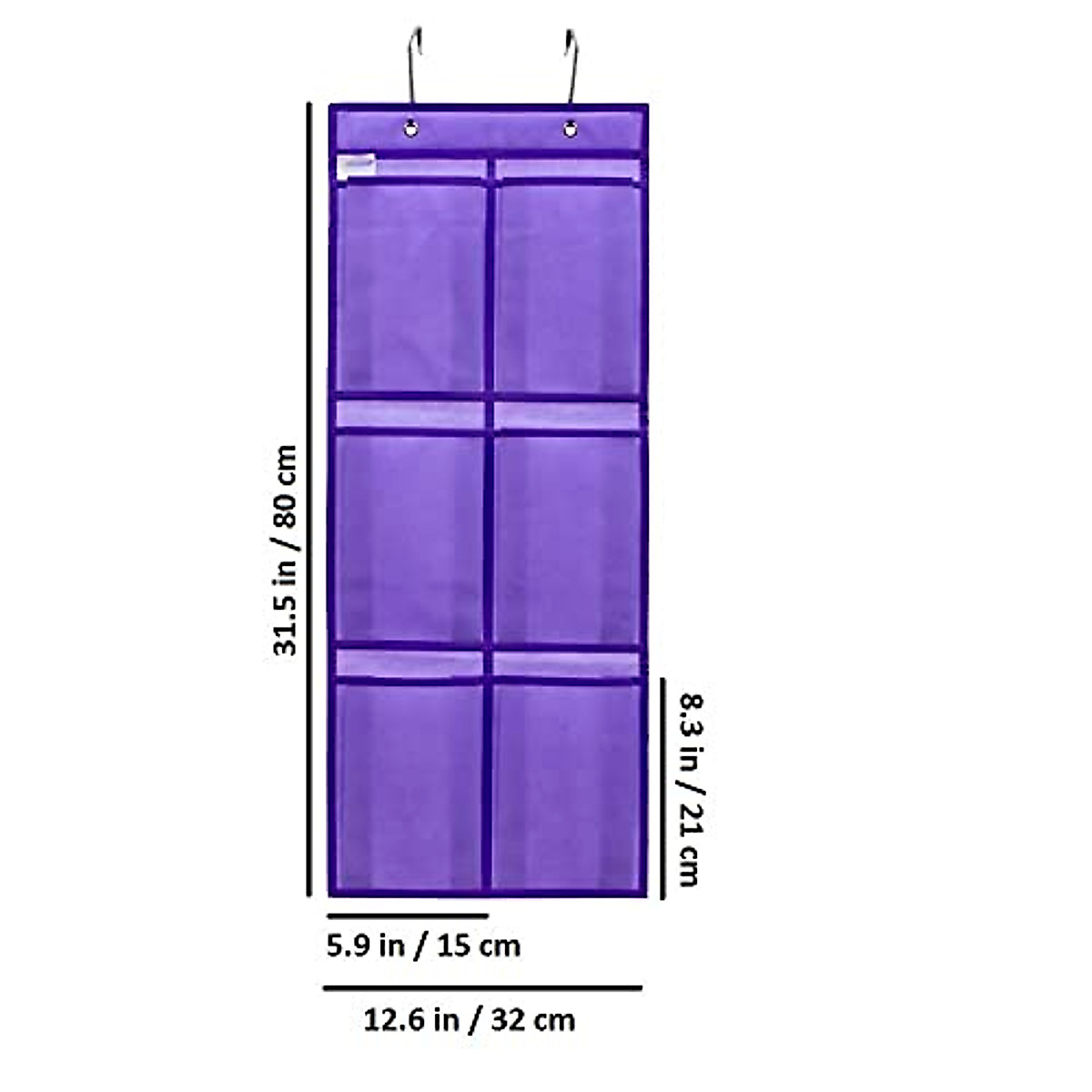 ANIZER Over The Narrow Door Shoe Organizer Hanging 6 Large Fabric Pockets Back Door Shoe Holder for Closet with 2 Hooks (PURPLE)