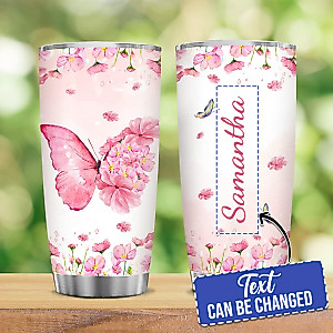 Wassmin Butterfly Gifts for Women Personalized Butterfly Tumbler Stainless Steel 20oz 30oz Coffee Travel Cup Custom Gifts forWoman Girls Friend Spirit Animal Lovers Birthday Christmas