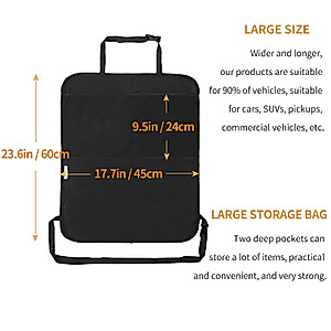 funbliss Duty Kick Mats(2 Pack),Back Seat Protector for Kids,Premium Waterproof Fabric, Reinforced Corners to Prevent Sag,2Reinforced Storage Pockets,Universal Fit,Black