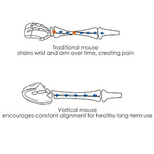 Anker Ergonomic Optical USB Wired Vertical Mouse 1000/1600 DPI, 5 Buttons CE100 (Renewed)