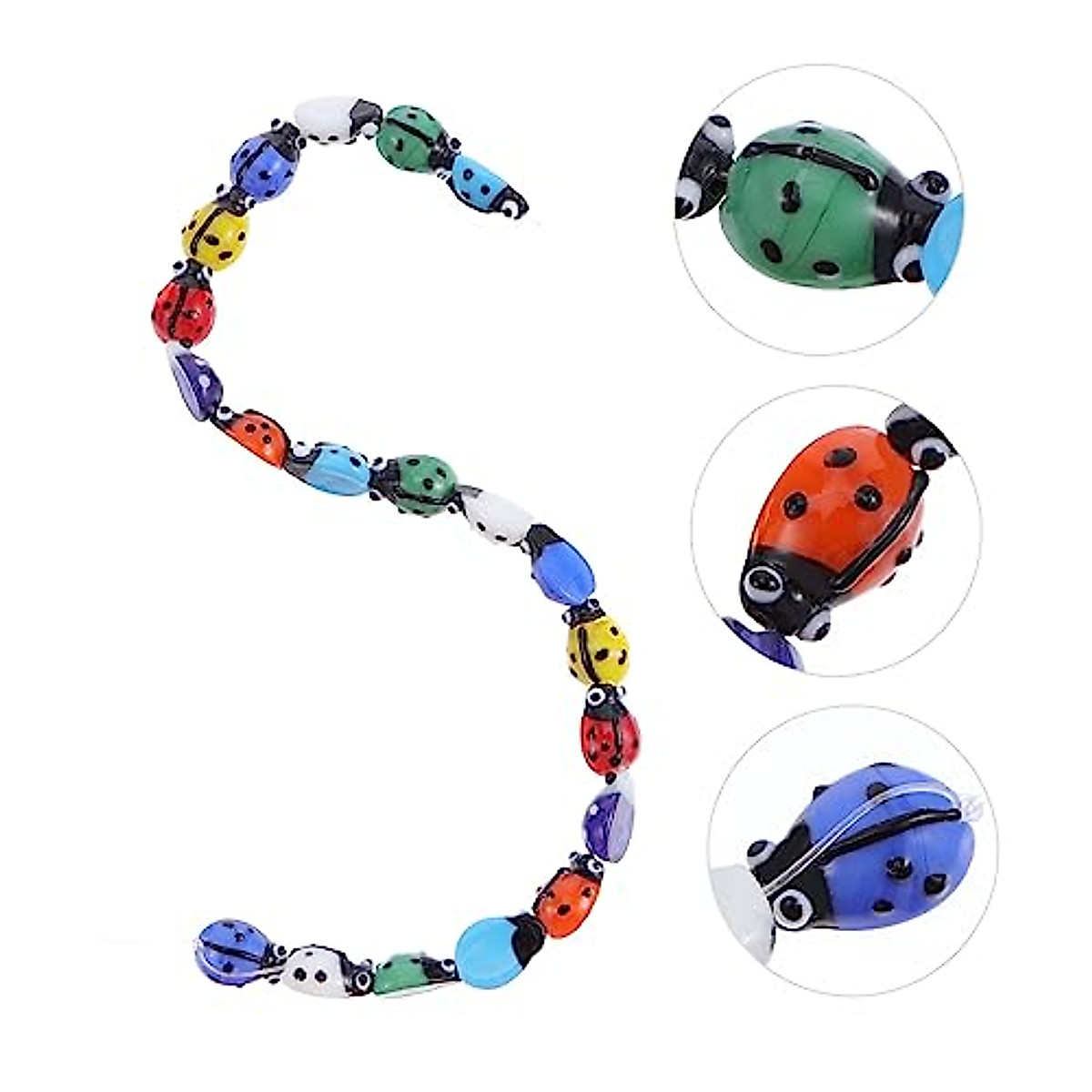 COHEALI 20pcs Ladybug Beads Loose Beads Ladybug Kit Gemstone Beads Embroidery Accessories Jewelry Making Beads Christmas Bag Filler Stones for Jewelry Making Glazed Beads Accessory Pendant