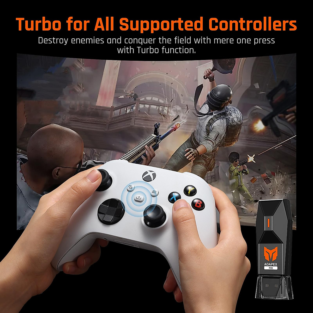 BIGBIG WON R90 Controller Adapter, Wired Adapter for Xbox Series X|S/One/Elite Series/Switch/PS5/PS4 on PC Win10&11/Playstation/Switch, Turbo