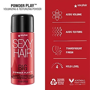 SexyHair Big Powder Play Volumizing & Texturizing Powder, 0.53 Oz | Colorless on Hair | Fragrance Free | Instant Lift