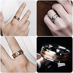 Newshe Jewellery Wedding Rings Set for Him and Her AAAAA Cz Women Mens Tungsten Bands 925 Sterling Silver Rose Gold 11&7