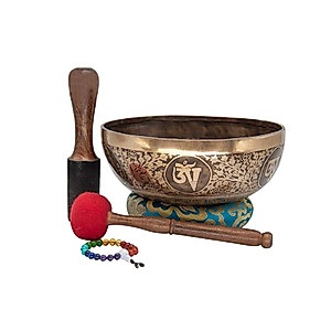 Singing Bowl Nepal-10" Buddha Carved Super Sound Tibetan Yoga Bowl ,Tibetan Handmade Singing Bowl for Meditation, Healing & Music Therapy