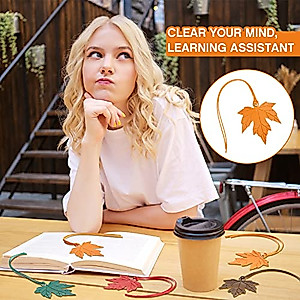 8 Pieces Maple Leaf Leather Bookmark Leather Page Markers Faux Leather Bookmark Leather Bookmarks for Men Women Book Lovers Bookworm Readers Writers Literature Fans, 4 Colors