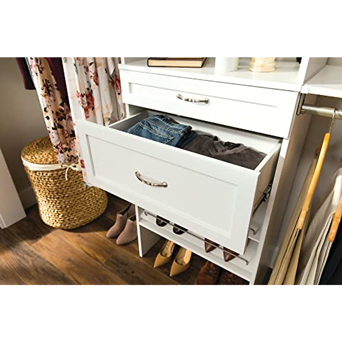 ClosetMaid SuiteSymphony Wood Drawer, Add On Accessory Shaker Style, for Storage, Closet, Clothes, 25" X 10", Pure White