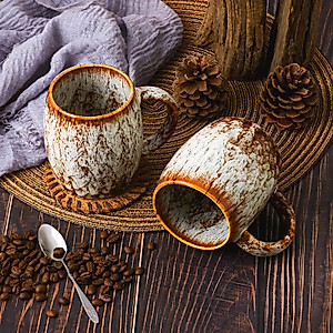 Large Ceramic Coffee Cup Office & Home Use Large Handle 15.5 OZ Microwave And Dishwasher Safe Cappuccino,Latte,Coffee,Cocoa And Tea,Unique Gifts For Family And Friends,2 PCS (Winter White)